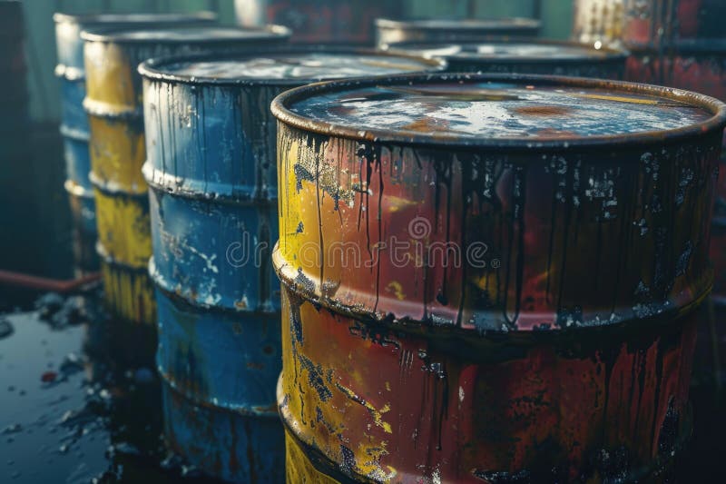 A Group of Barrels Sitting Next To Each Other. Suitable for Industrial ...