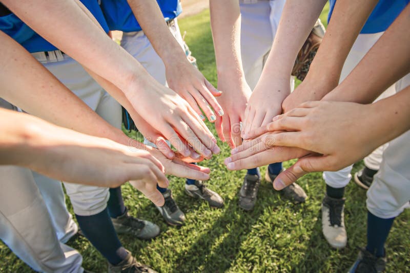 Group of Baseball Players with Lot of Hand Stock Image - Image of ...