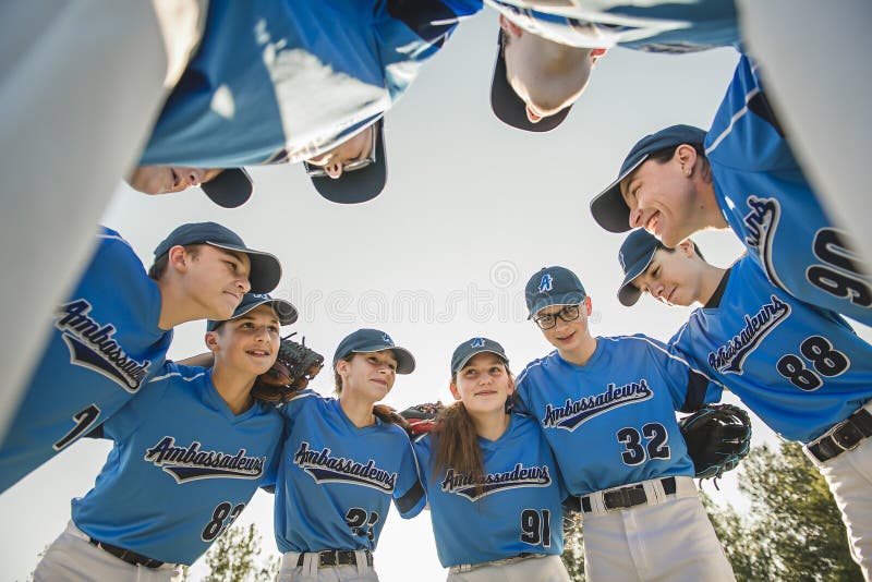 Group of Baseball Players Standing Together on the Playground Stock ...
