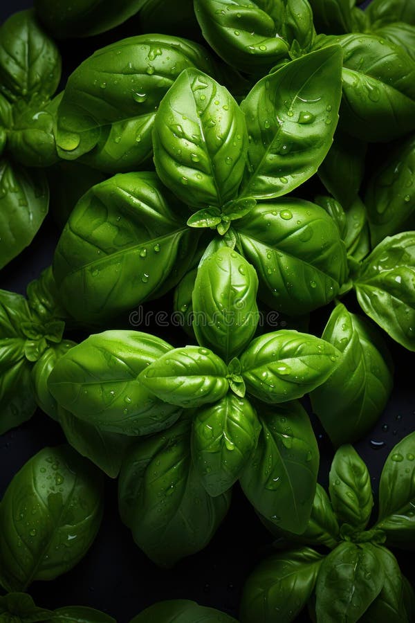 Group of Basil Leaves Forming a Background Stock Photo - Image of ...