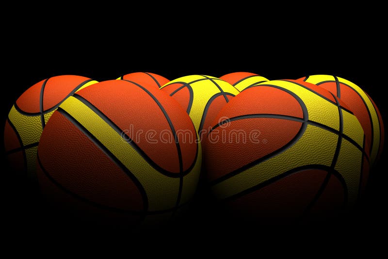Group of Basketballs in Dim Light Stock Illustration - Illustration of ...