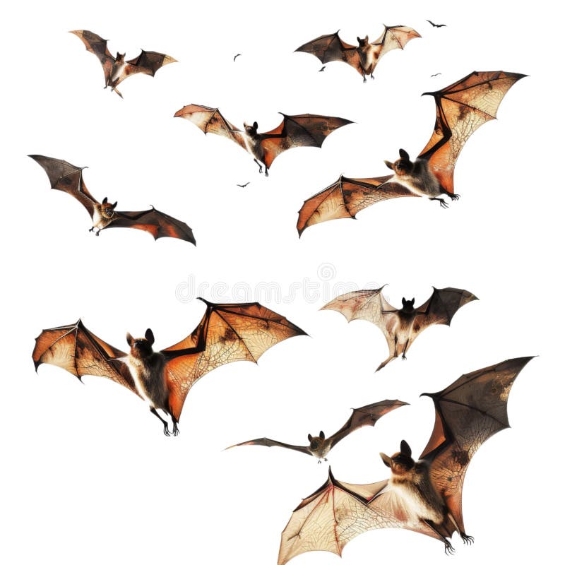 A Group of Bats in Flight stock illustration. Illustration of mammal ...