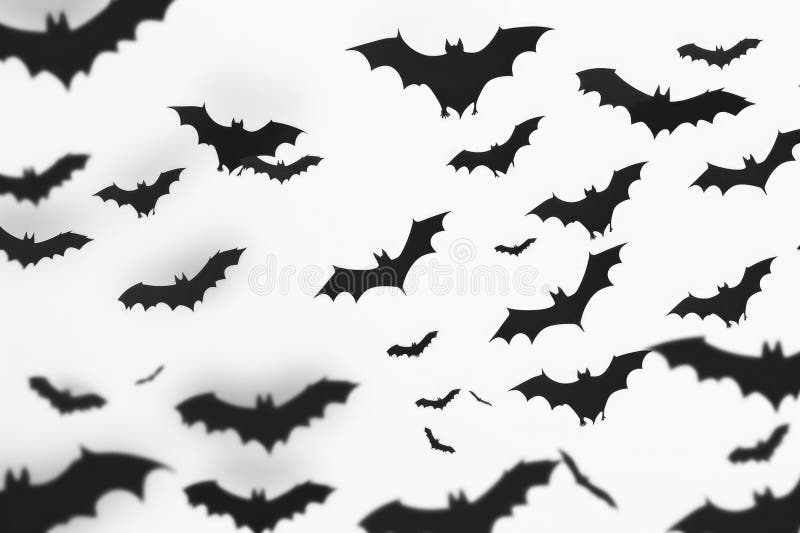 A Group of Bats Flying through the Air at Night Stock Image - Image of ...