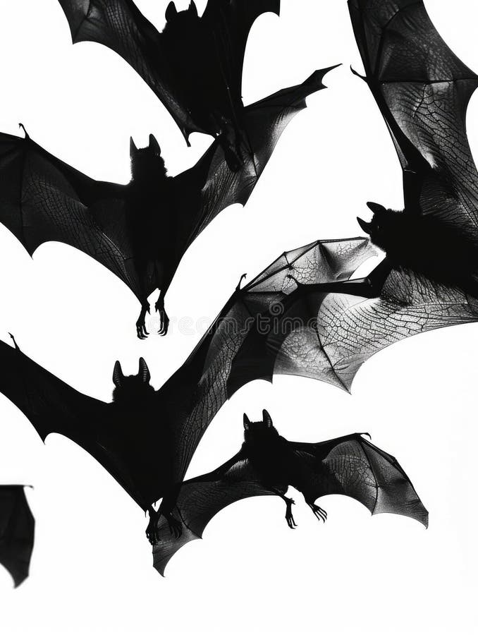 Group of bats in flight stock illustration. Illustration of wildlife ...