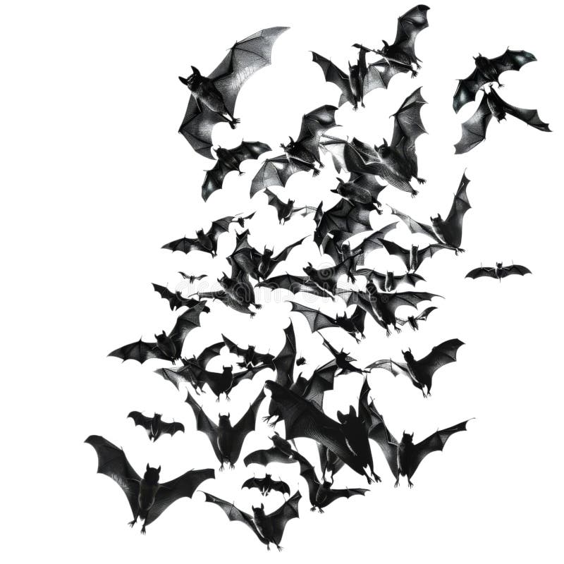 A Group of Bats Flying in the Dark Stock Illustration - Illustration of ...
