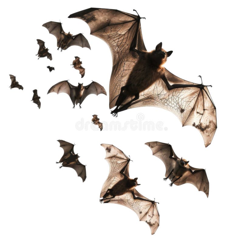 A Group of Bats Flying in Formation, One Large Bat Leading the Way ...