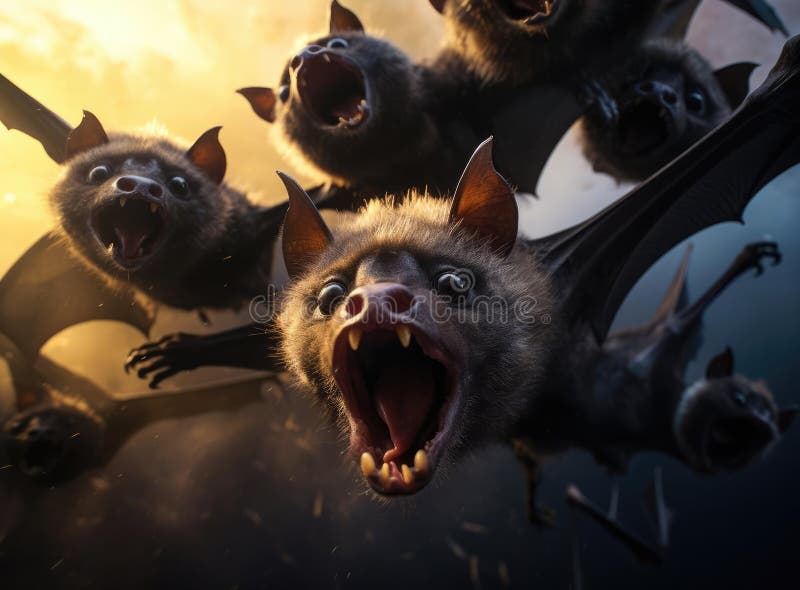 A Group of Bats Looking at the Camera Stock Illustration - Illustration ...