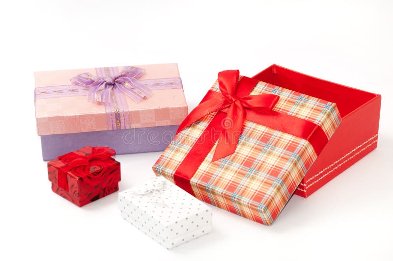 Group of Beautiful Gift Box with Bows Stock Image - Image of cardboard ...