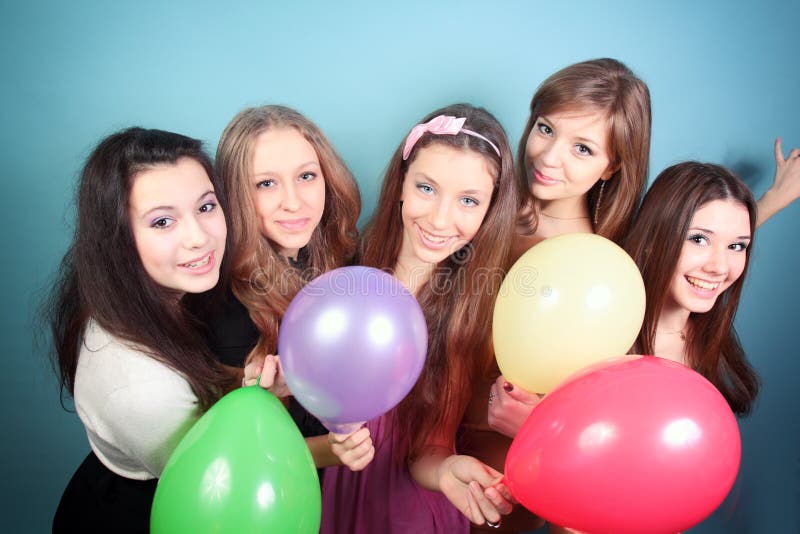 Group of Girls Birthday Party. Stock Photo - Image of celebrations ...
