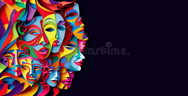 Multi-ethnic People with Different Colors. Banner of Diversity ...