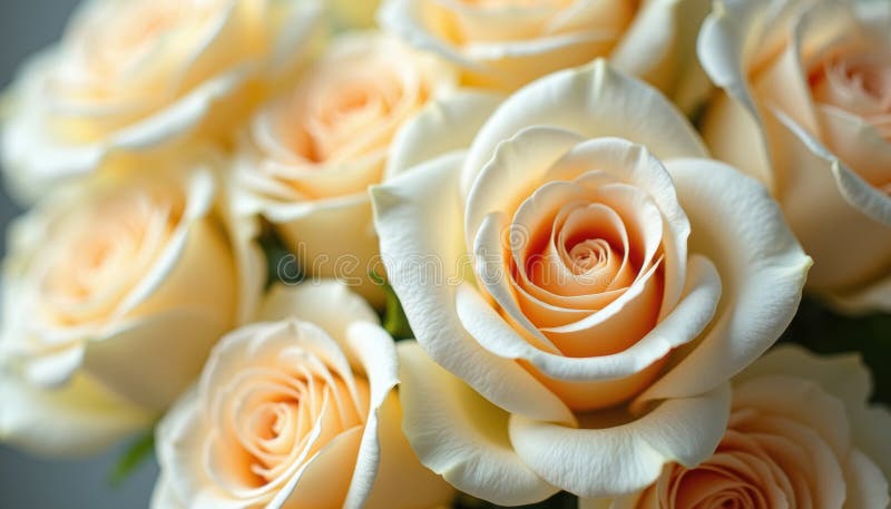 A Bouquet of White Roses in Soft Focus, AI-generated Stock Illustration ...