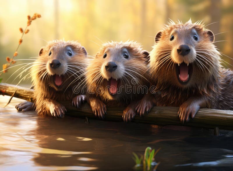 A Group of Beavers Looking at the Camera Stock Illustration ...