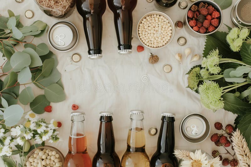 Circle of Beer Bottles Arrangement. Generative AI Stock Illustration ...