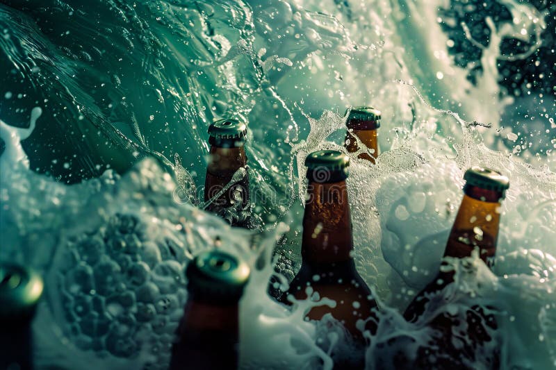 A Group of Beer Bottles in the Ocean Stock Image - Image of beer ...