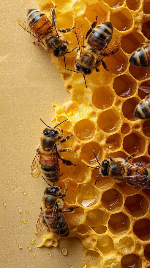 A Group of Bees Clustered on the Surface of a Honeycomb, Busy Working ... A Group of Bees Clustered on the Surface of a Honeycomb, Busy Working ...