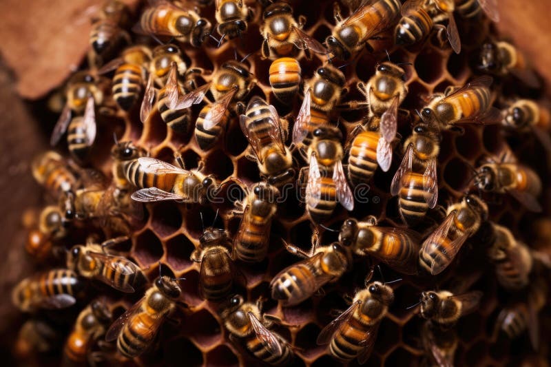 A Group of Bees Clustered Together in a Beehive Stock Image - Image of ... A Group of Bees Clustered Together in a Beehive Stock Image - Image of ...
