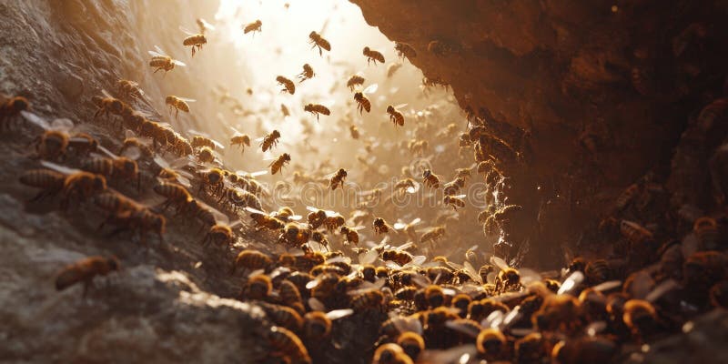 Bees in cave stock photo. Image of wildlife, darkness - 387991408