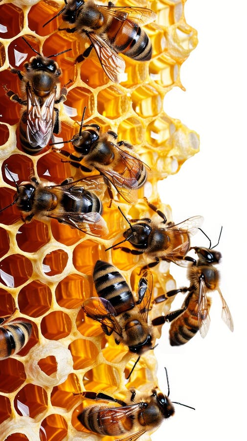 A Group of Bees Gathered on a Honeycomb, Showcasing Their Teamwork and ...