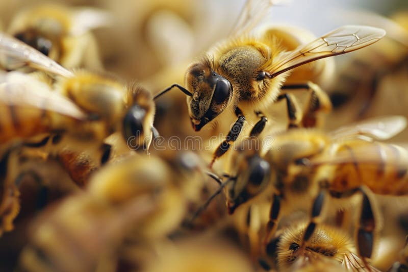 A Group of Bees Standing in the Dirt. this Image Can Be Used To ...