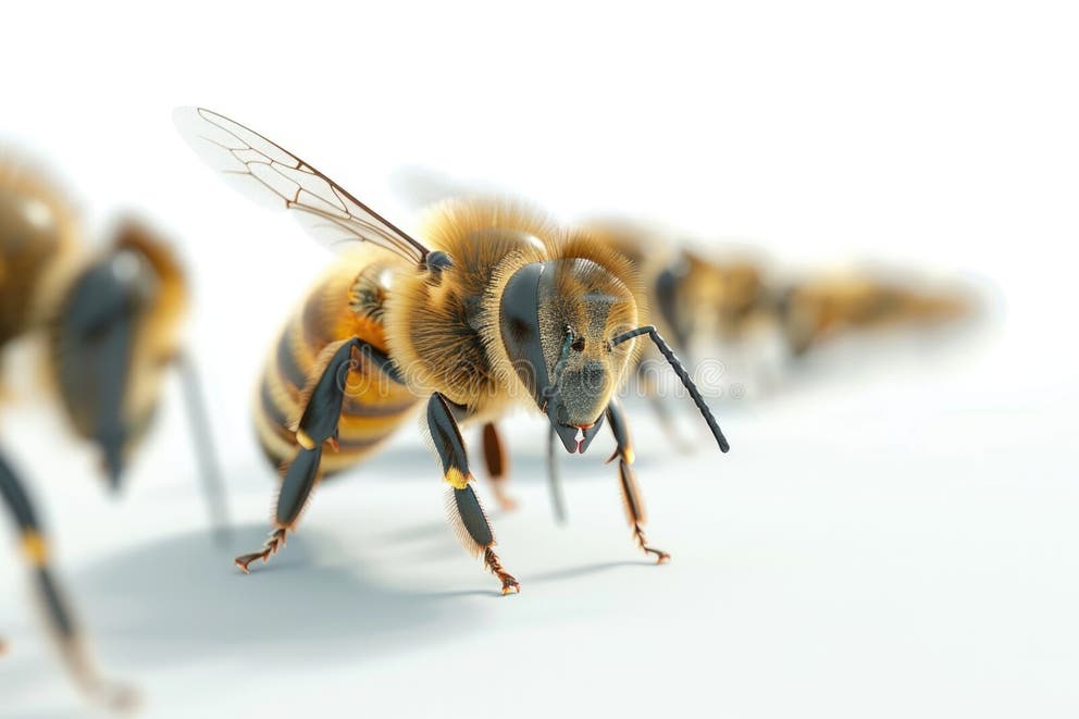 A Group of Bees Standing in a Straight Line, Likely Preparing for ...