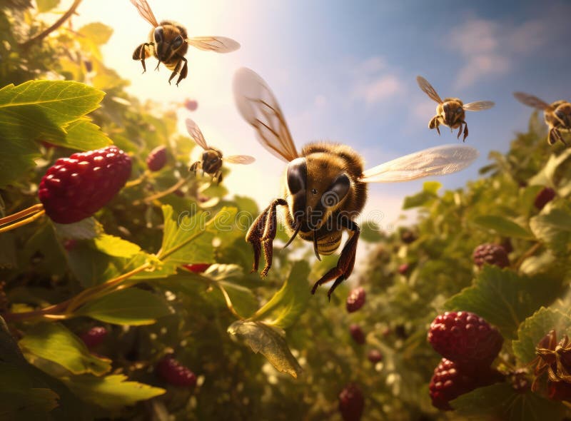 A group of bees at work stock image. Image of green - 290002705