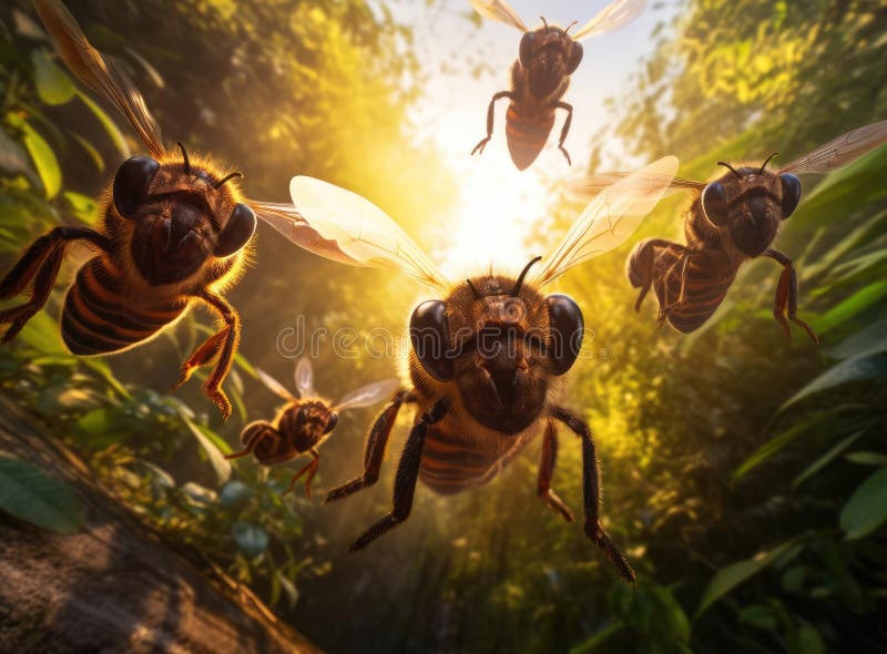 A group of bees at work stock image. Image of outdoors - 290012779
