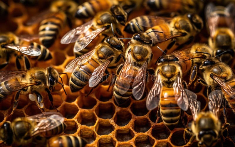 A Group of Bees Working Together Inside Their Hive Stock Illustration ...