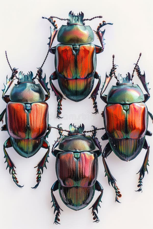 Group of Beetles on a White Background, Suitable for Scientific or ...
