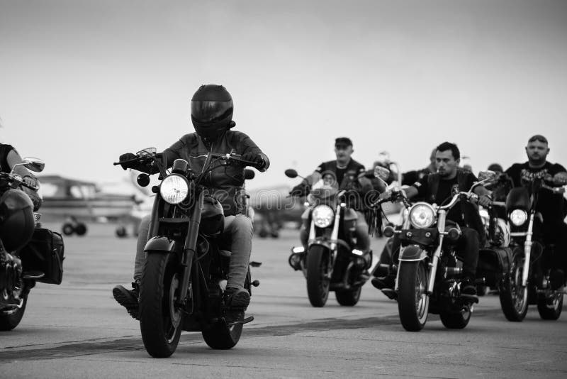 Group of Bikers Gathering at Timisoara Airshow Editorial Photo - Image ...