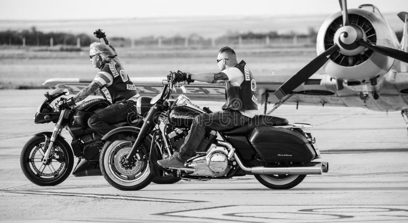 Group of Bikers Gathering at Timisoara Airshow Editorial Photo - Image ...