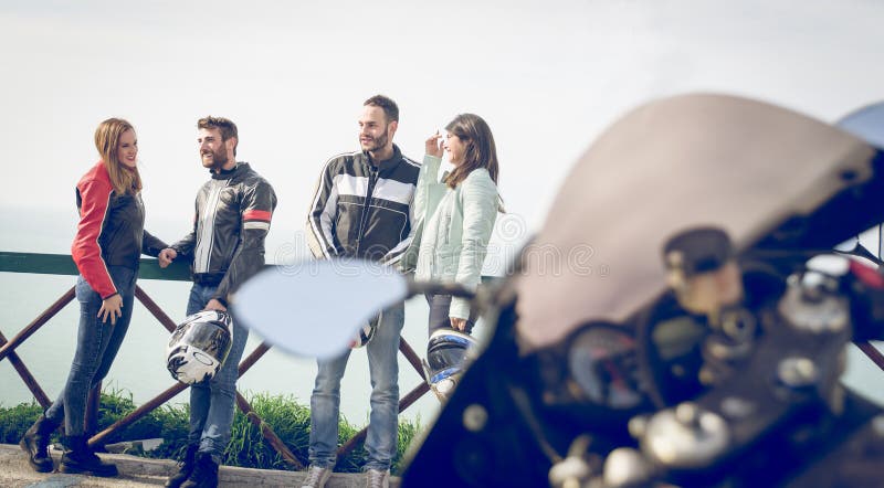 Group of Bikers Making Excursion in the Weekend Stock Photo - Image of ...