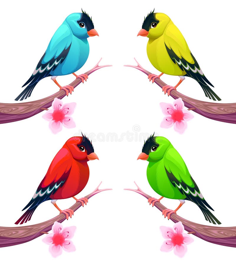Group Of Birds In Different Color Tones Stock Vector - Illustration of ...