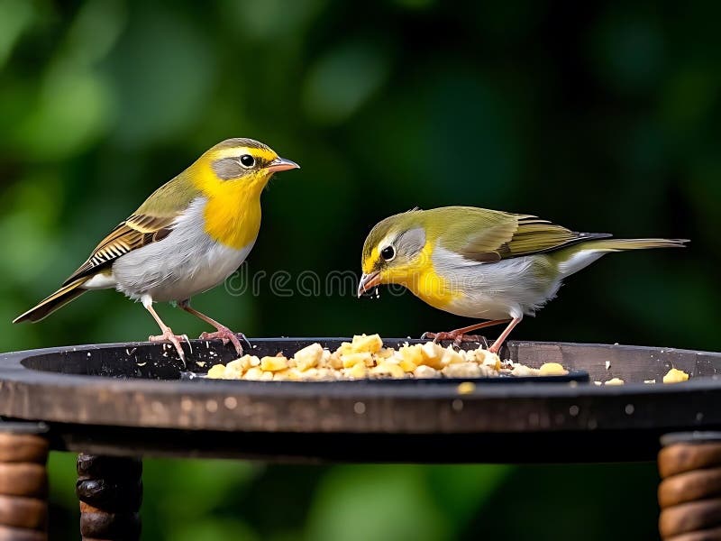 Group of Birds Feasting on a Patch of Grains Stock Illustration ...