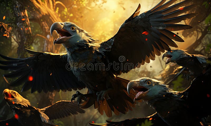 Group of Birds Flying in the Air Stock Photo - Image of aerodynamic ...