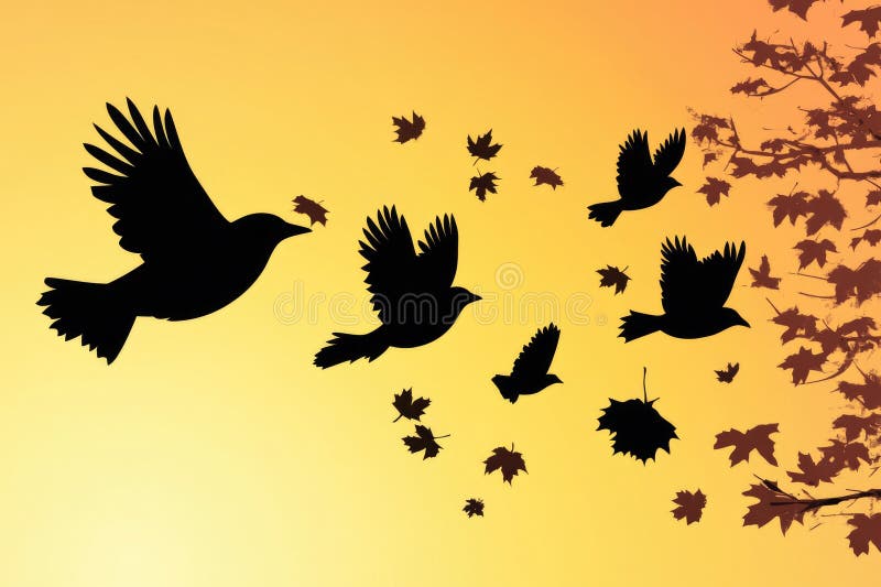 A Group of Birds Soaring through the Air Above a Tree, Providing a ...