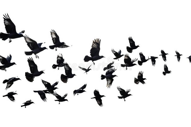 A Group of Birds Soaring through the Air, Feathers Spread Wide As they ...