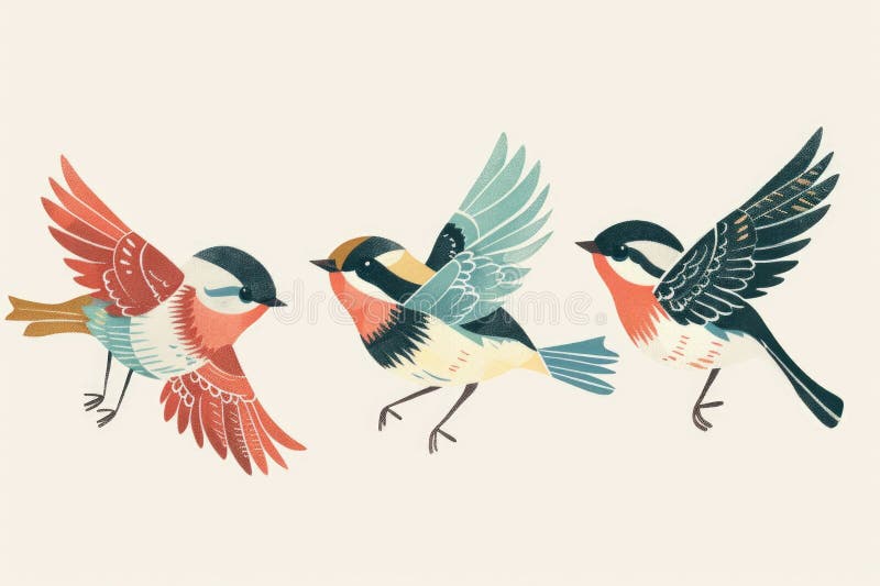 A Group of Birds Soaring through the Sky, Their Wings Outstretched As ...