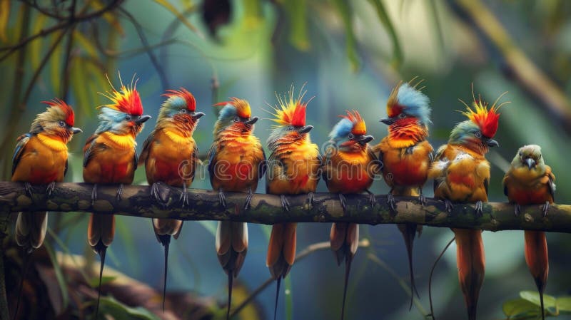 Group of Birds on Tree Branch Stock Photo - Image of macaw, bird: 325164690