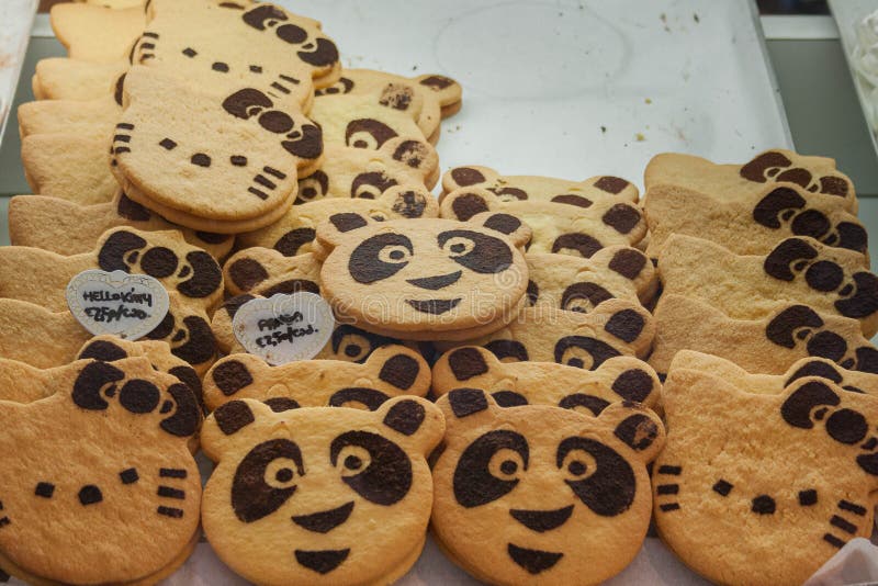 Group of Biscuits with the Shape of a Cat Stock Image - Image of ...