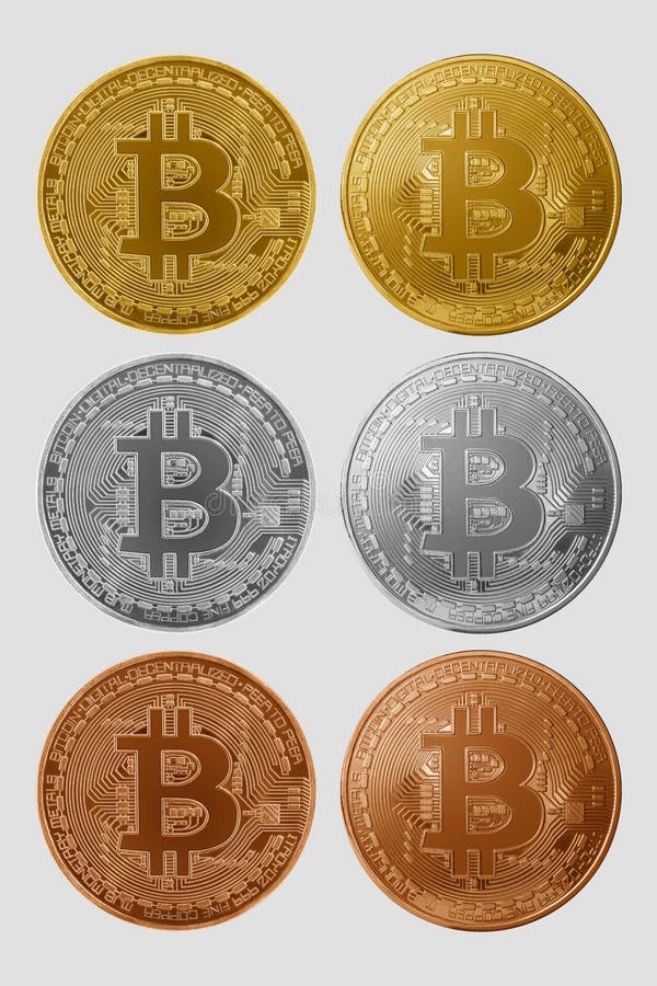 Group of Bitcoin Cryptocurrency Isolated on White Stock Illustration ...