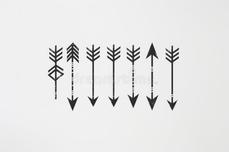 Group of Black Arrows on a White Background Stock Illustration ...