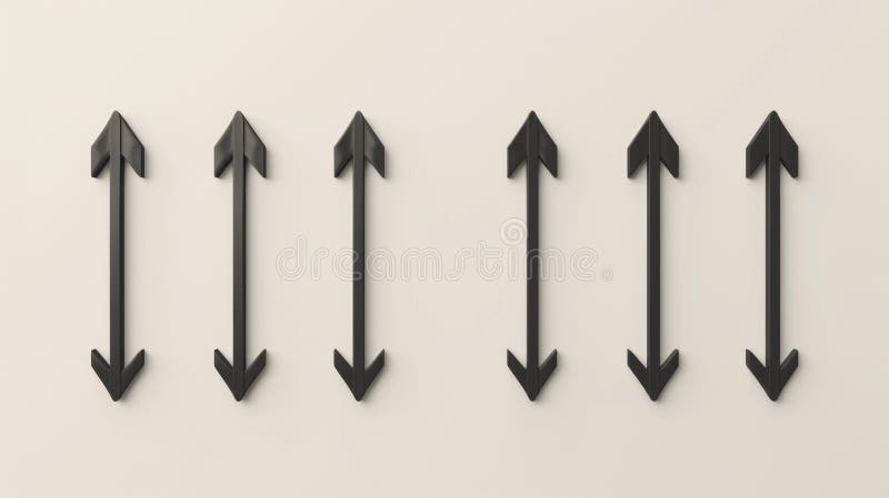 Group of Black Arrows on a White Background Stock Illustration ...