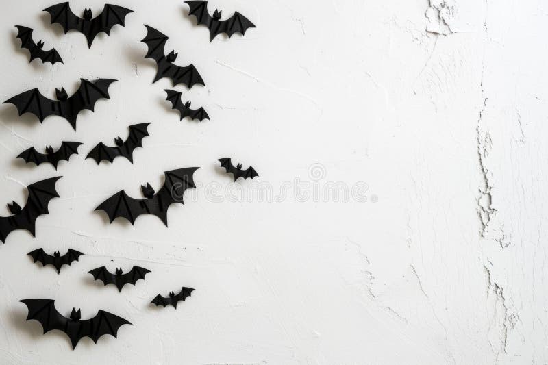 A Group of Black Bats Roosting on a White Wall Stock Photo - Image of ...