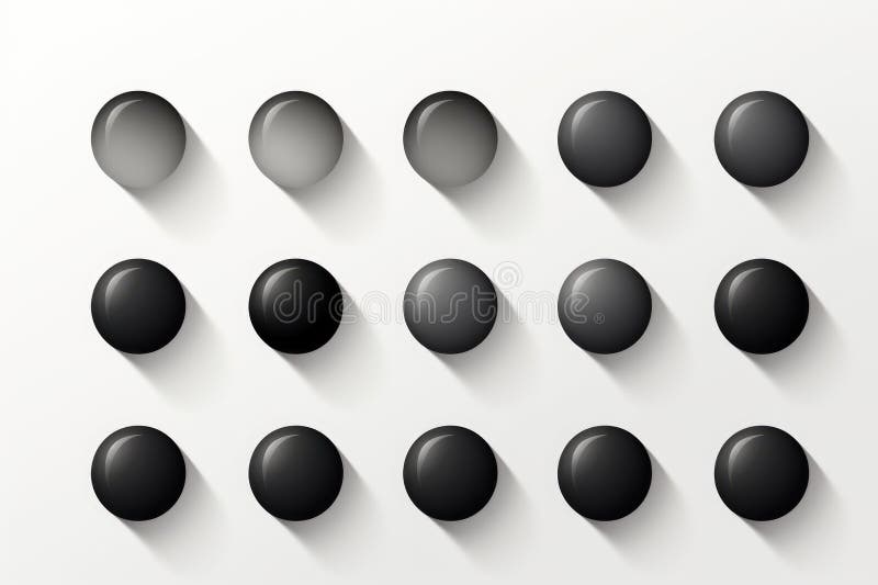 A Group of Black Buttons on a White Surface. this Image Can Be Used for ...
