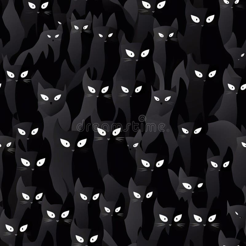 A Group of Black Cats with Red Eyes Stock Image - Image of supernatural ...