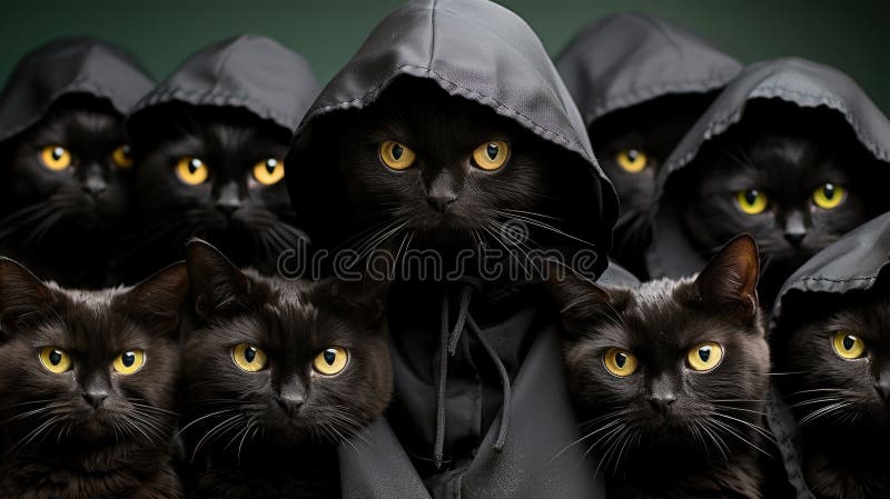 A Group of Black Cats with Yellow Eyes. Generative AI Image. Stock ... A Group of Black Cats with Yellow Eyes. Generative AI Image. Stock ...