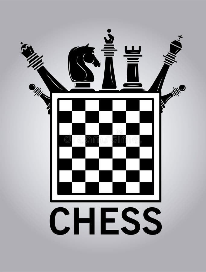 Group of Black Chess Pieces in Board and Lettering Stock Vector ...