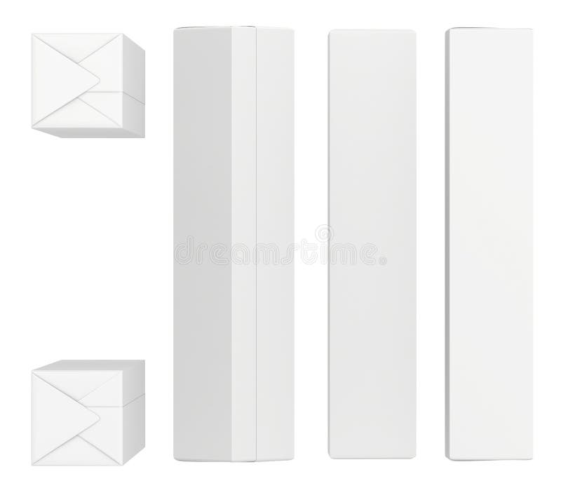 Group of Blank Boxes. Retail Package Mockup Set. Isolated on White. 3d ...