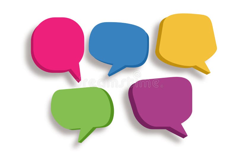 Group of Multi Color Speech Bubble Icon on White Background Stock ...