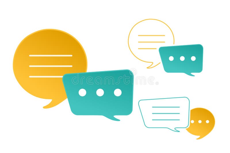 Set of Blank Orange and Green Speech Bubble Icon on White Background ...